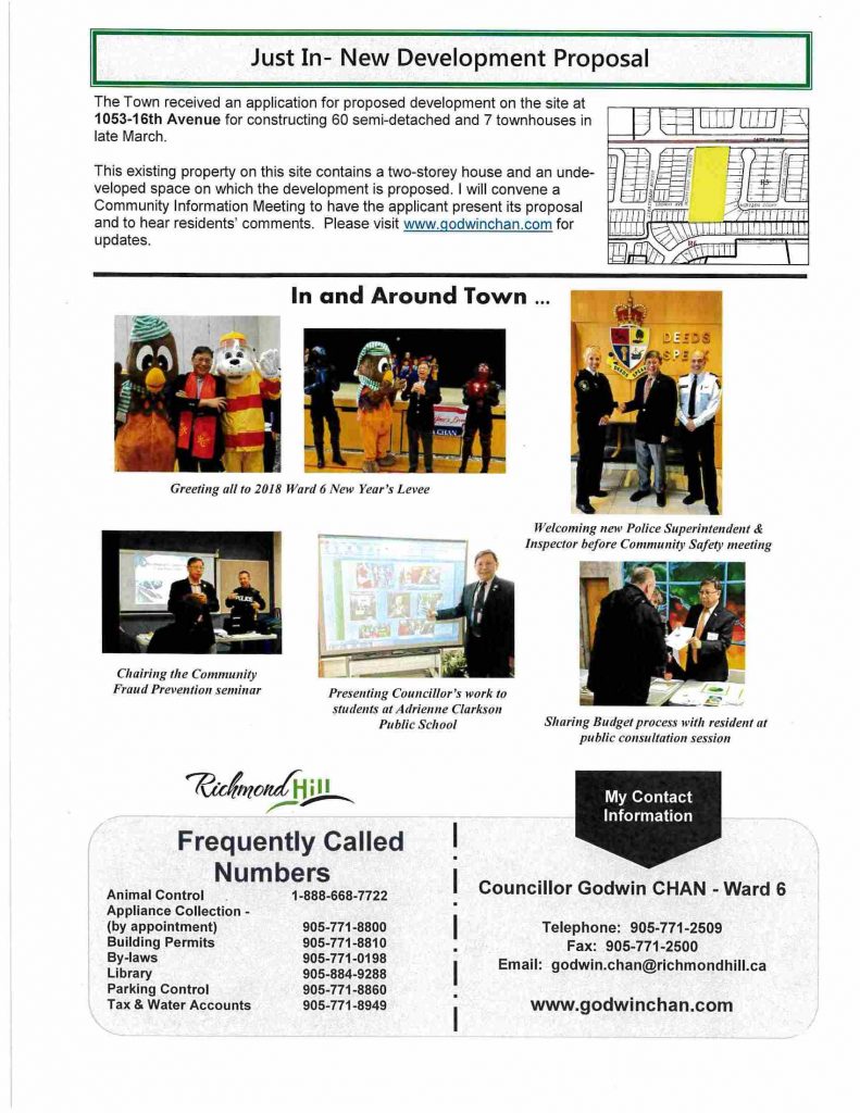 Ward 6 Newsletter Spring/Summer 2018 – Godwin Chan